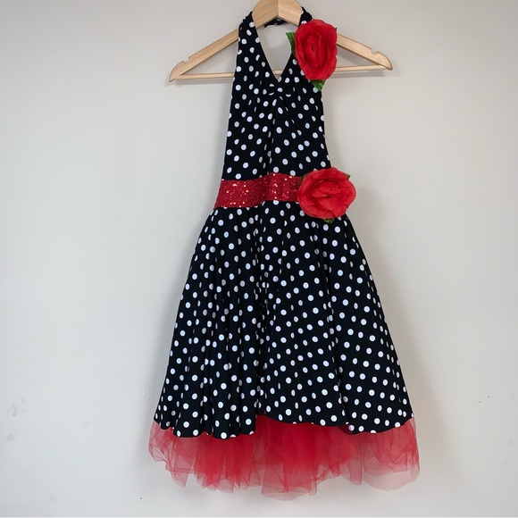 cicci | Other | Dance Costume 5s Pinup Rockabilly Black Polka Dot Rose ...